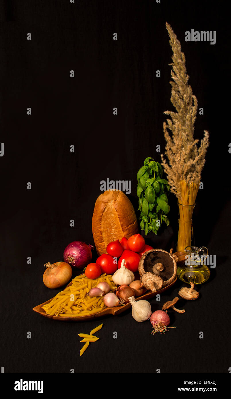 Italian Food Still Life. De-constructed pasta dish Stock Photo - Alamy
