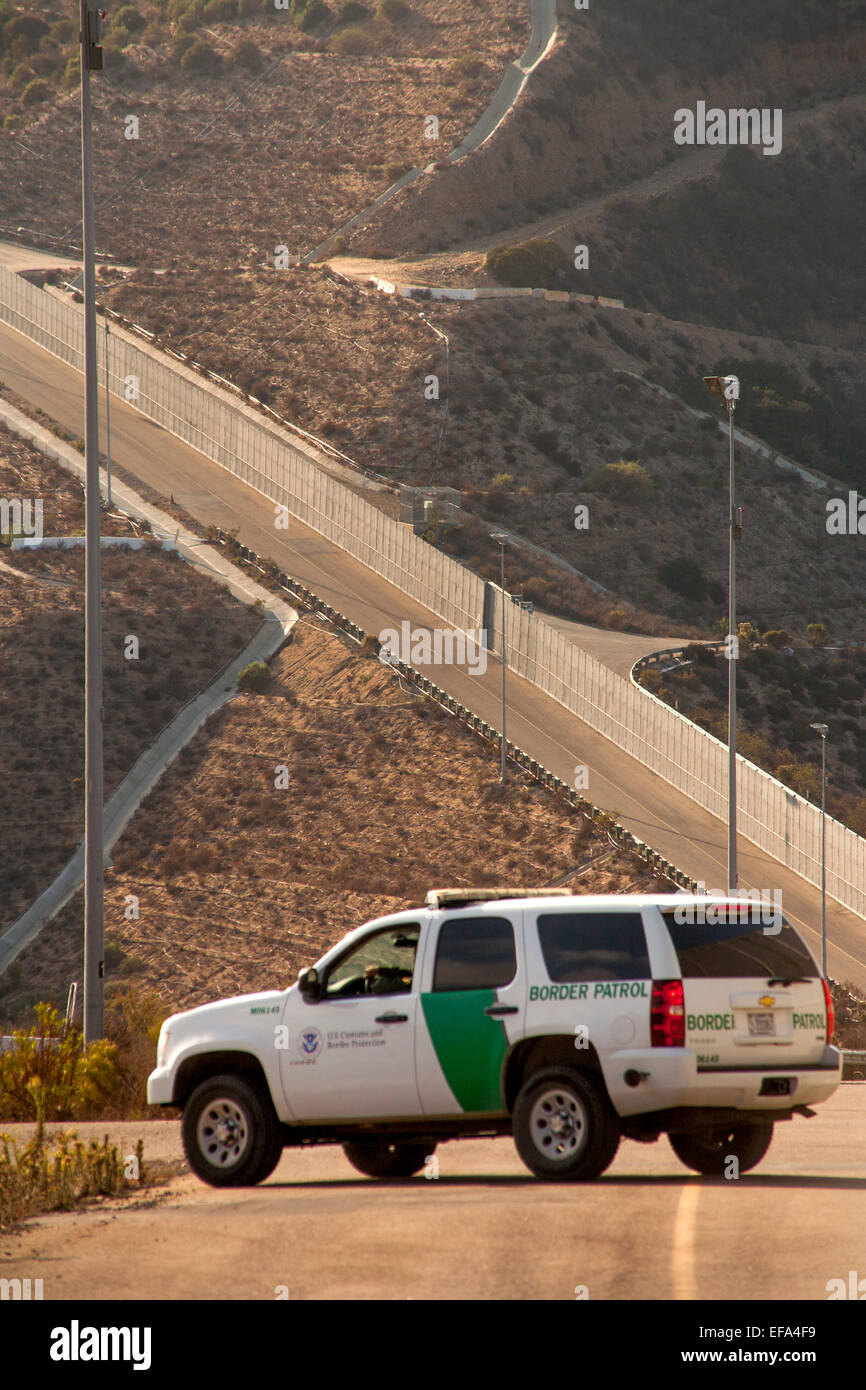 A Border Patrol SUV polices the U.S./Mexico Border near Tijuana. The ...