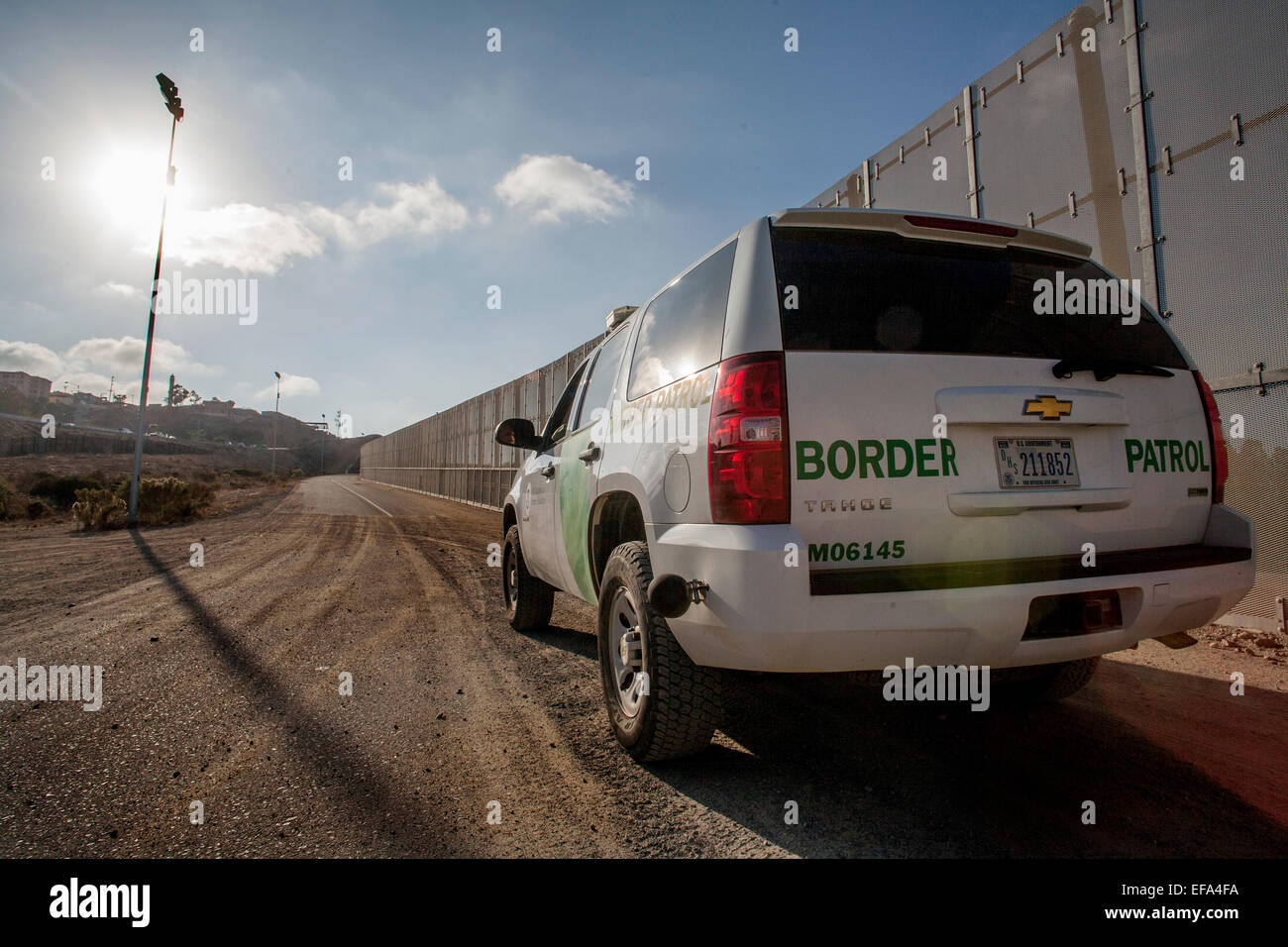 A Border Patrol SUV polices the U.S./Mexico Border near Tijuana. The ...