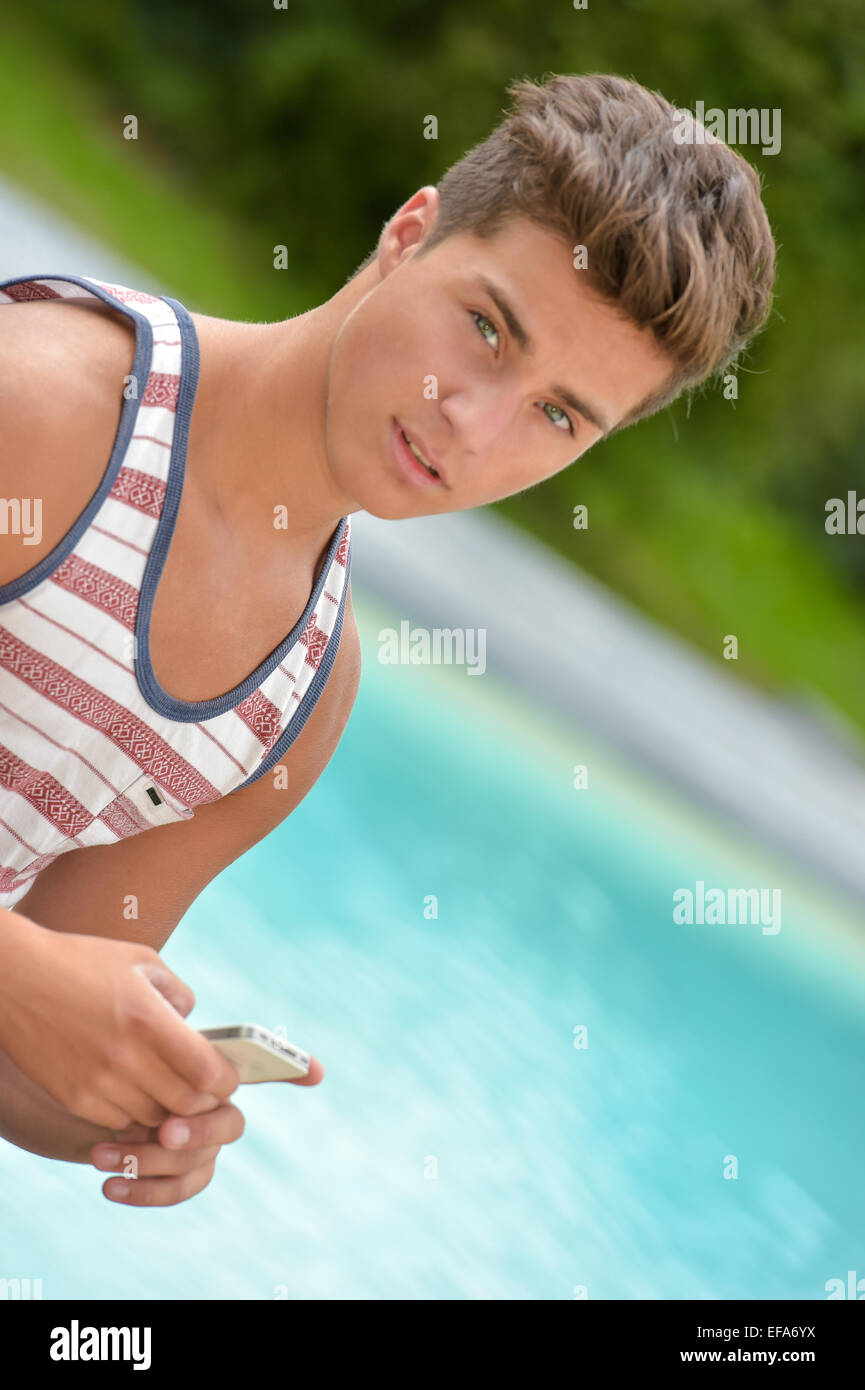 Boy talking on mobile hi-res stock photography and images - Alamy