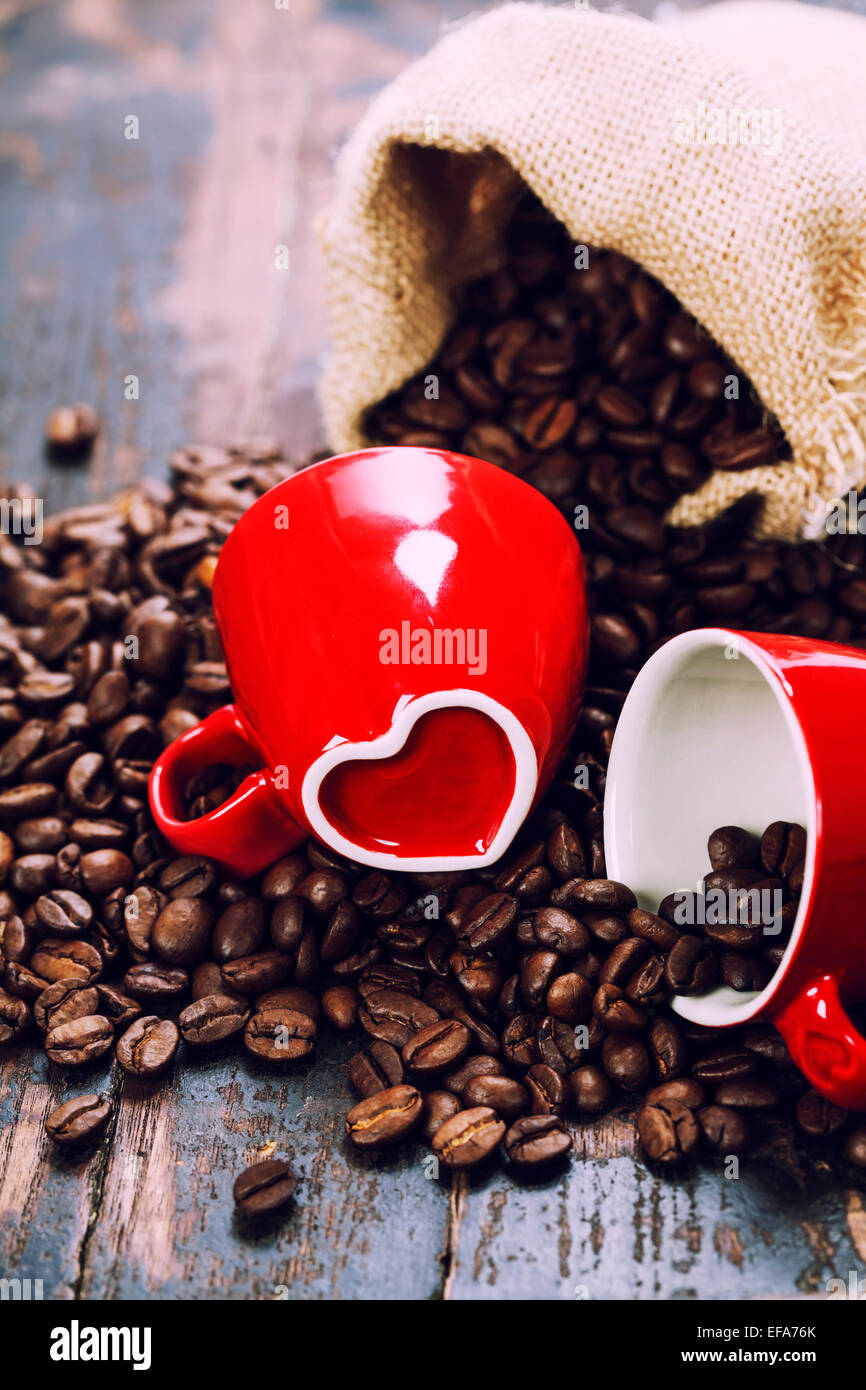 Heart shaped coffee mug and coffee for Valentine's Day Stock Photo - Alamy