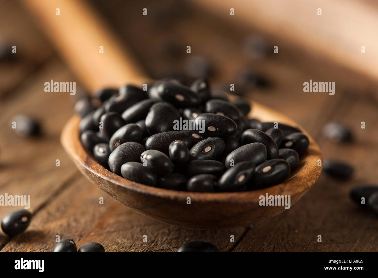 Organic Raw Dry Black Beans in a Spoon Stock Photo - Alamy