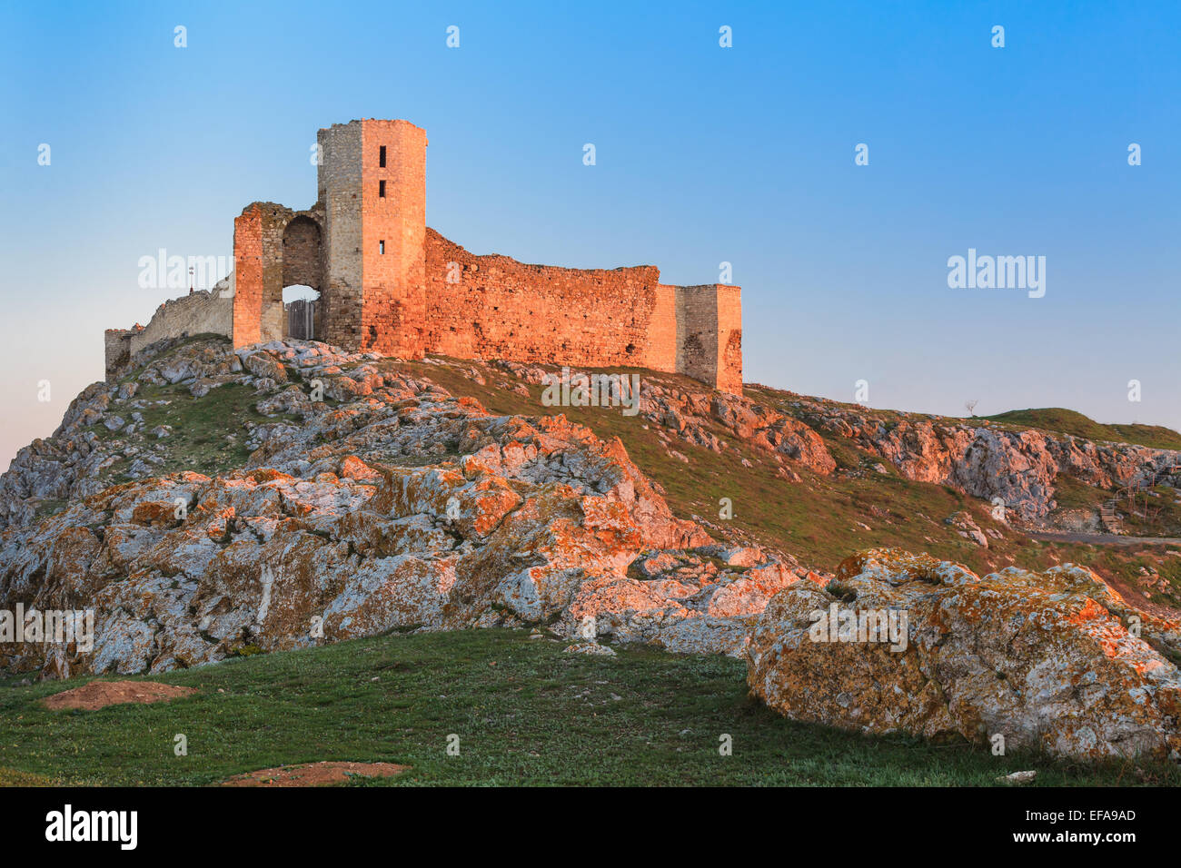antique fortress ruins. Enisala, Romania Stock Photo - Alamy
