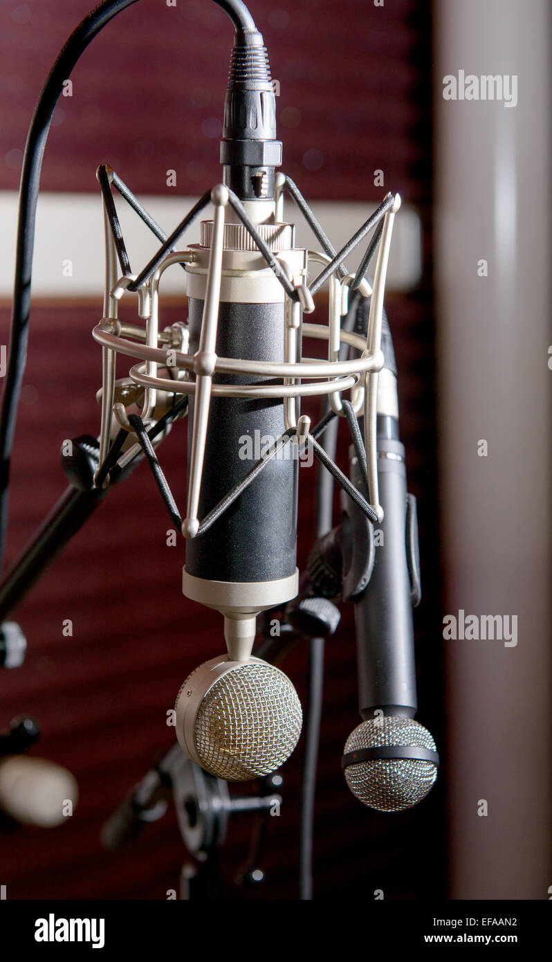 professional microphones in a recording studio Stock Photo - Alamy