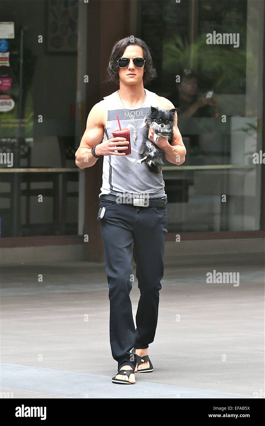 Chad Rogers seen leaving Newsroom Restaurant with his pet chihuahua ...