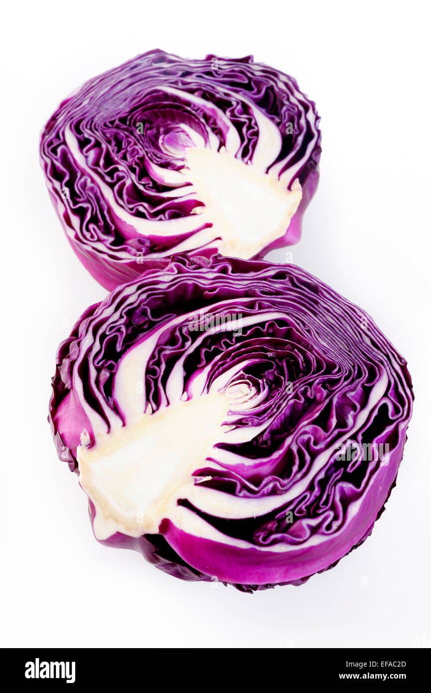 two purple cabbage on white background Stock Photo - Alamy