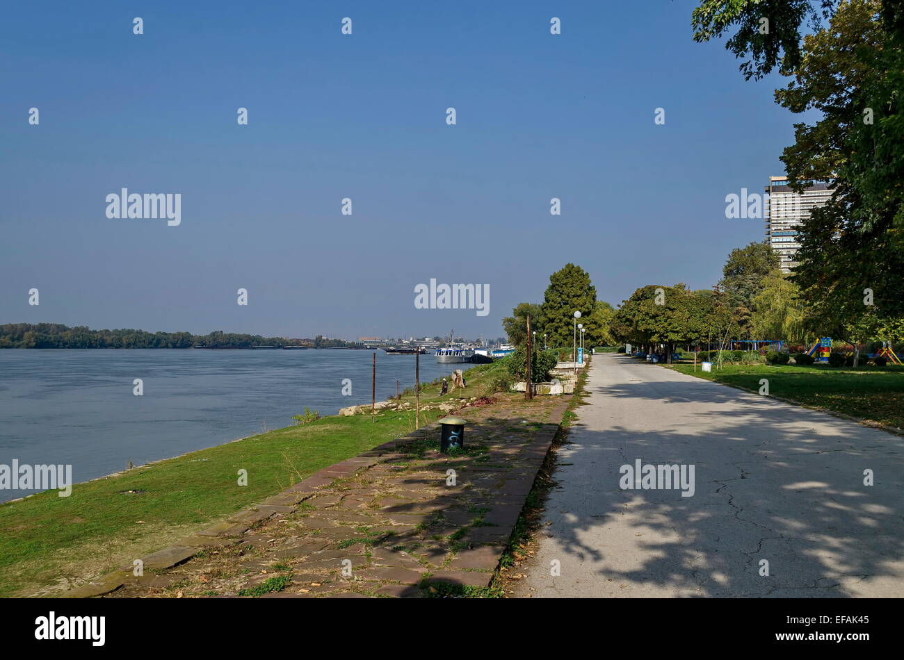 Riverside park in Ruse town along river Danube, Bulgaria Stock Photo ...
