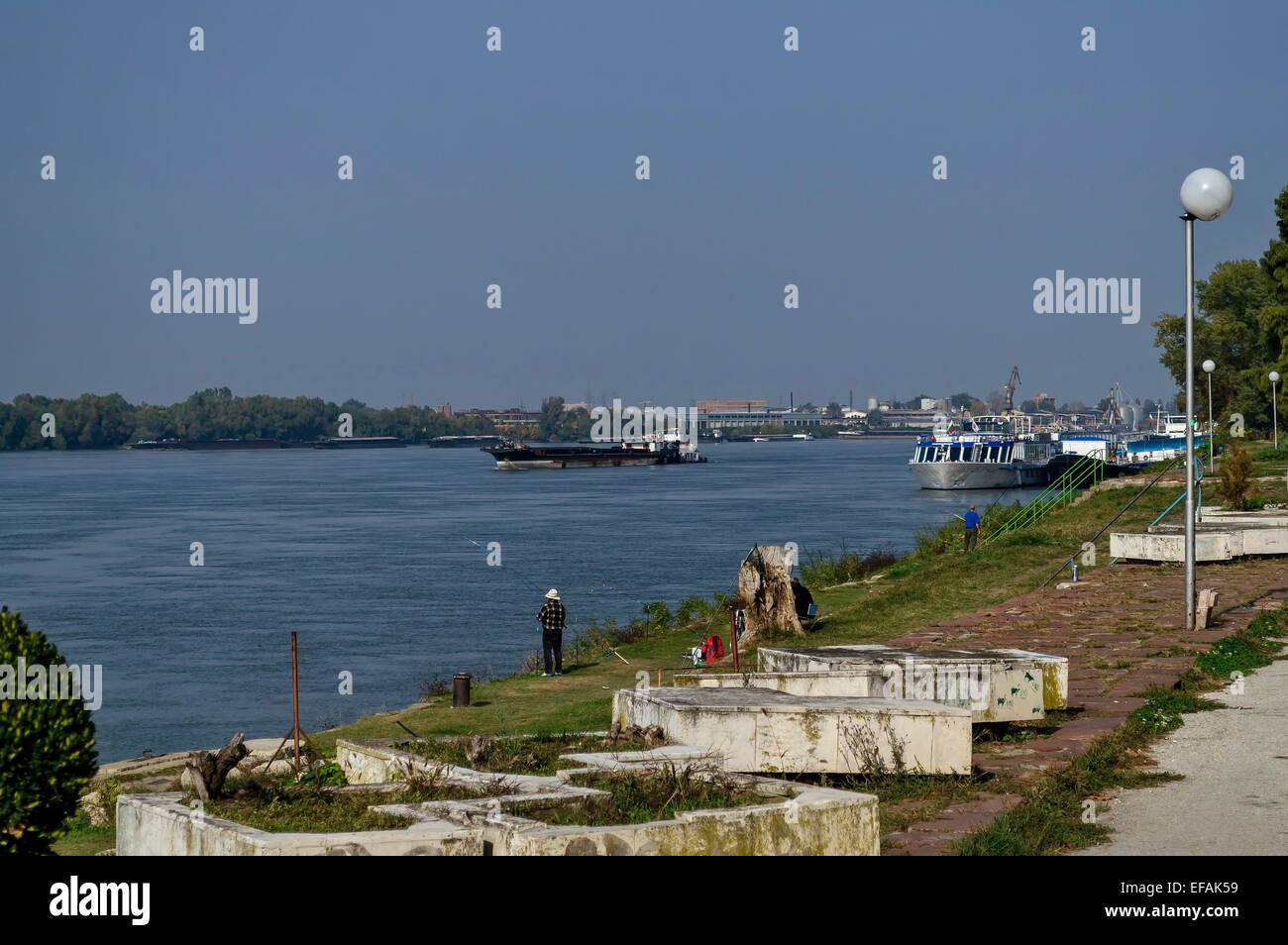 Riverside park in Ruse town along river Danube, Bulgaria Stock Photo ...