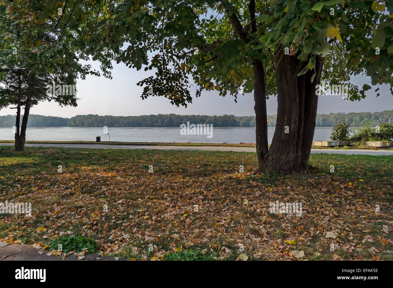 Riverside park in Ruse town along river Danube, Bulgaria Stock Photo ...