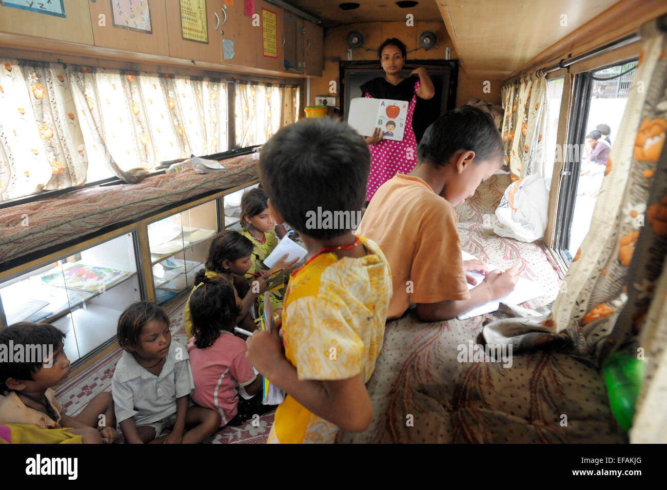 bus schools visit slum areas of delhi india to provide kids with ...