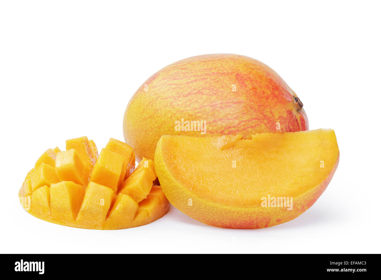 mango fruit sliced isolated on white Stock Photo - Alamy
