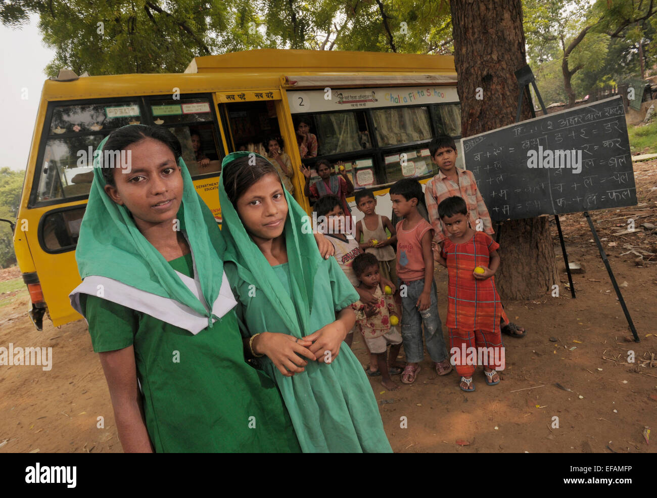 bus schools visit slum areas of delhi india to provide kids with ...