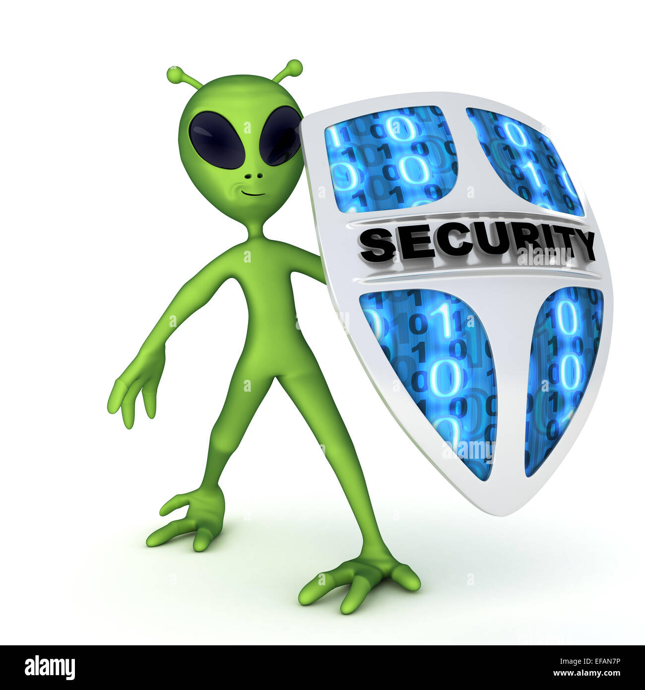 Abstract alien and shield (done in 3d Stock Photo - Alamy