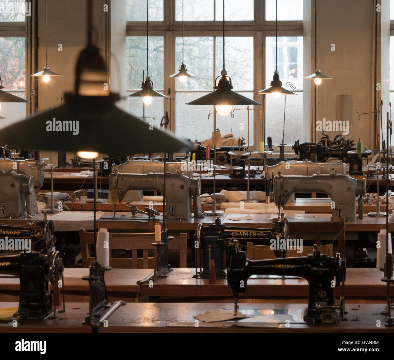 laundry factory museum in Bielefeld: sewing machines left the way the ...