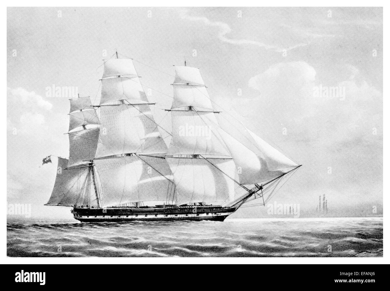 H.M.S. Vindictive 50 Gun Launched as 74 gun. reduced to Frigate 1832 ...