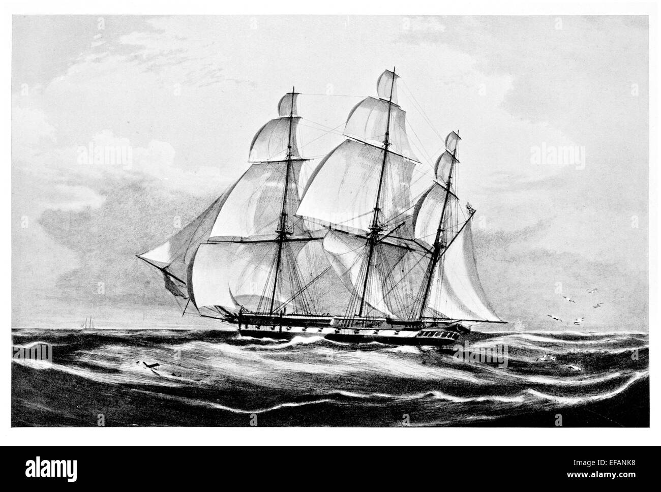 24 gun british frigate Black and White Stock Photos & Images - Alamy