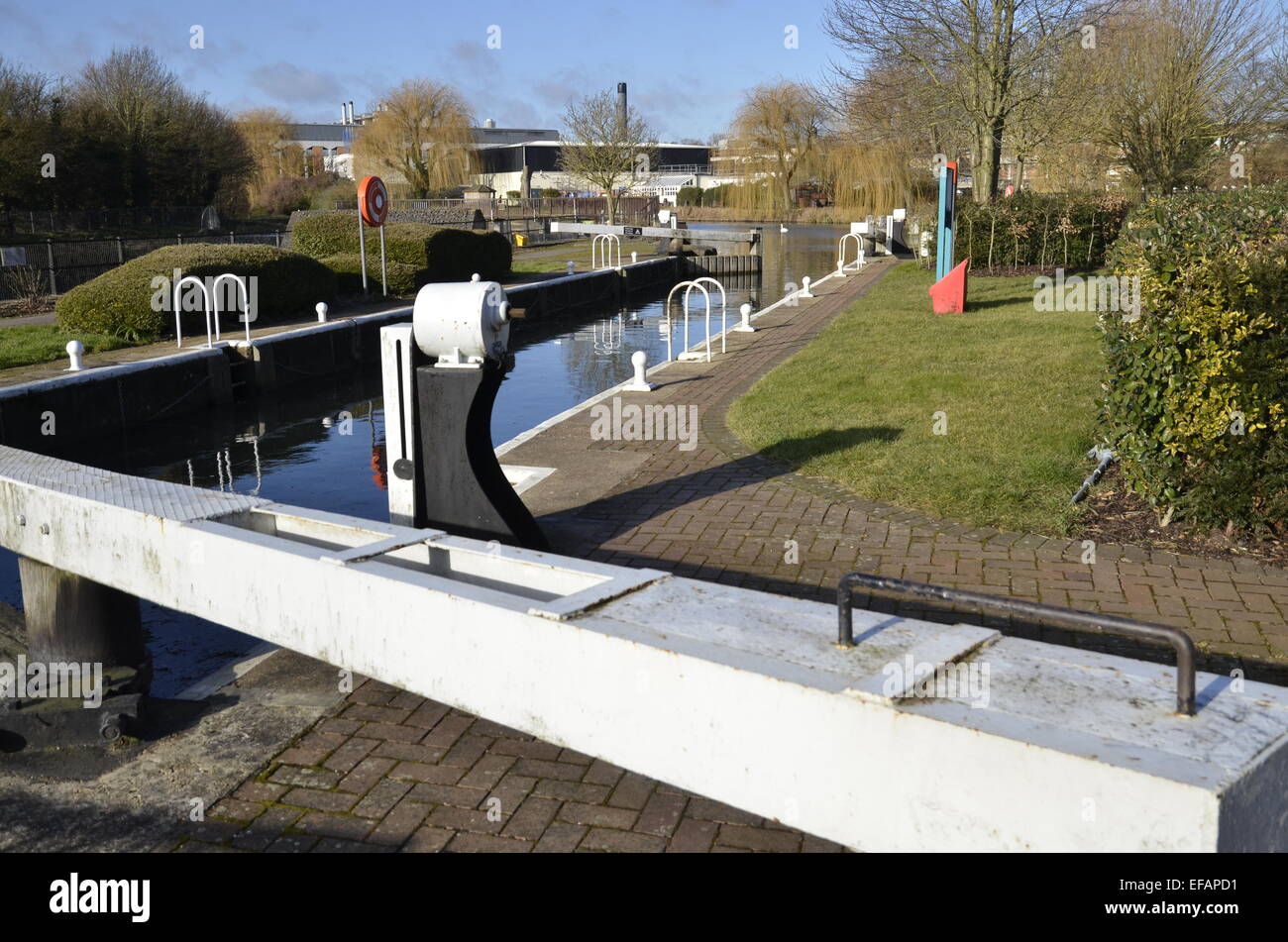 A lock on the River Lee (Lea) in Ware, Hertfordshire Stock Photo - Alamy