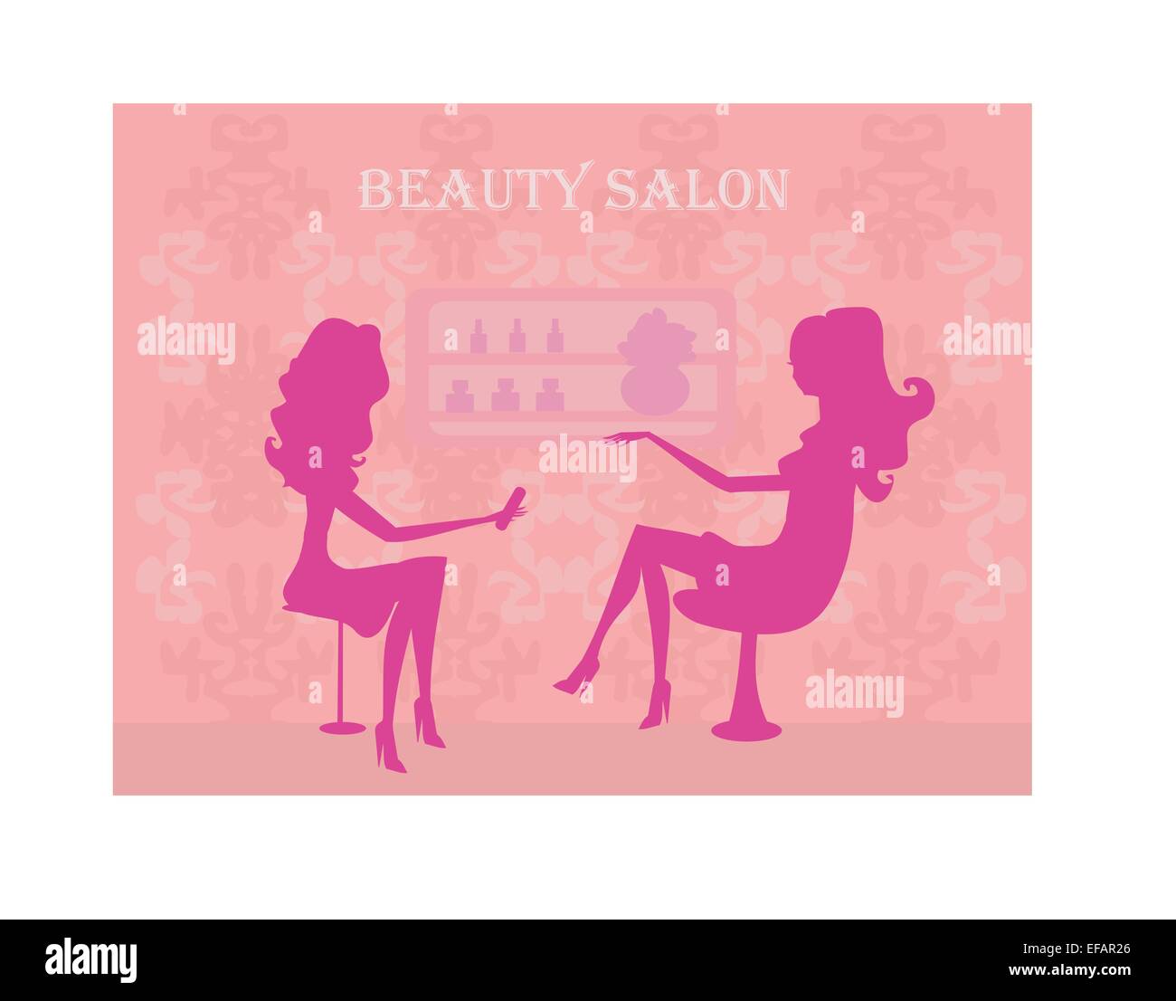 Young lady silhouette doing manicure in beauty salon Stock Vector Image ...