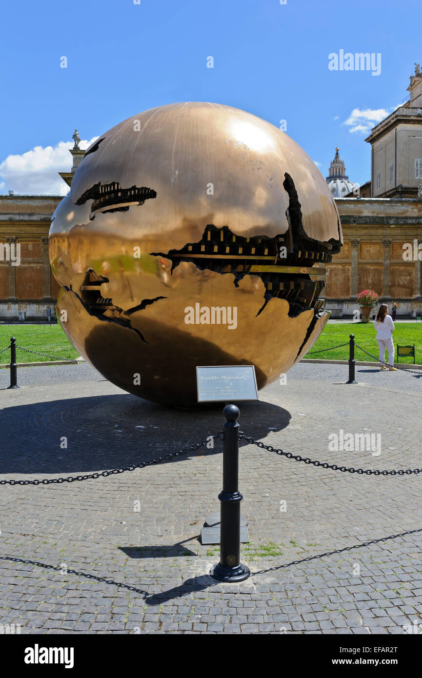 A big sphere sculpture in the Vatican Museum garden in Vatican City ...