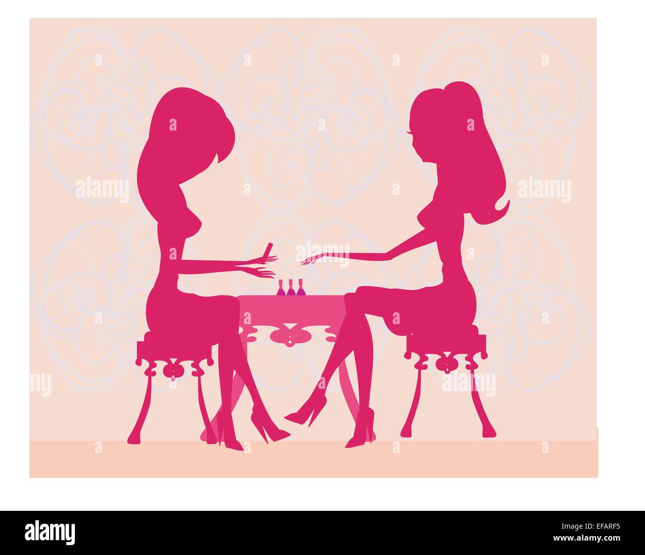 Young lady silhouette doing manicure in beauty salon Stock Vector Image ...