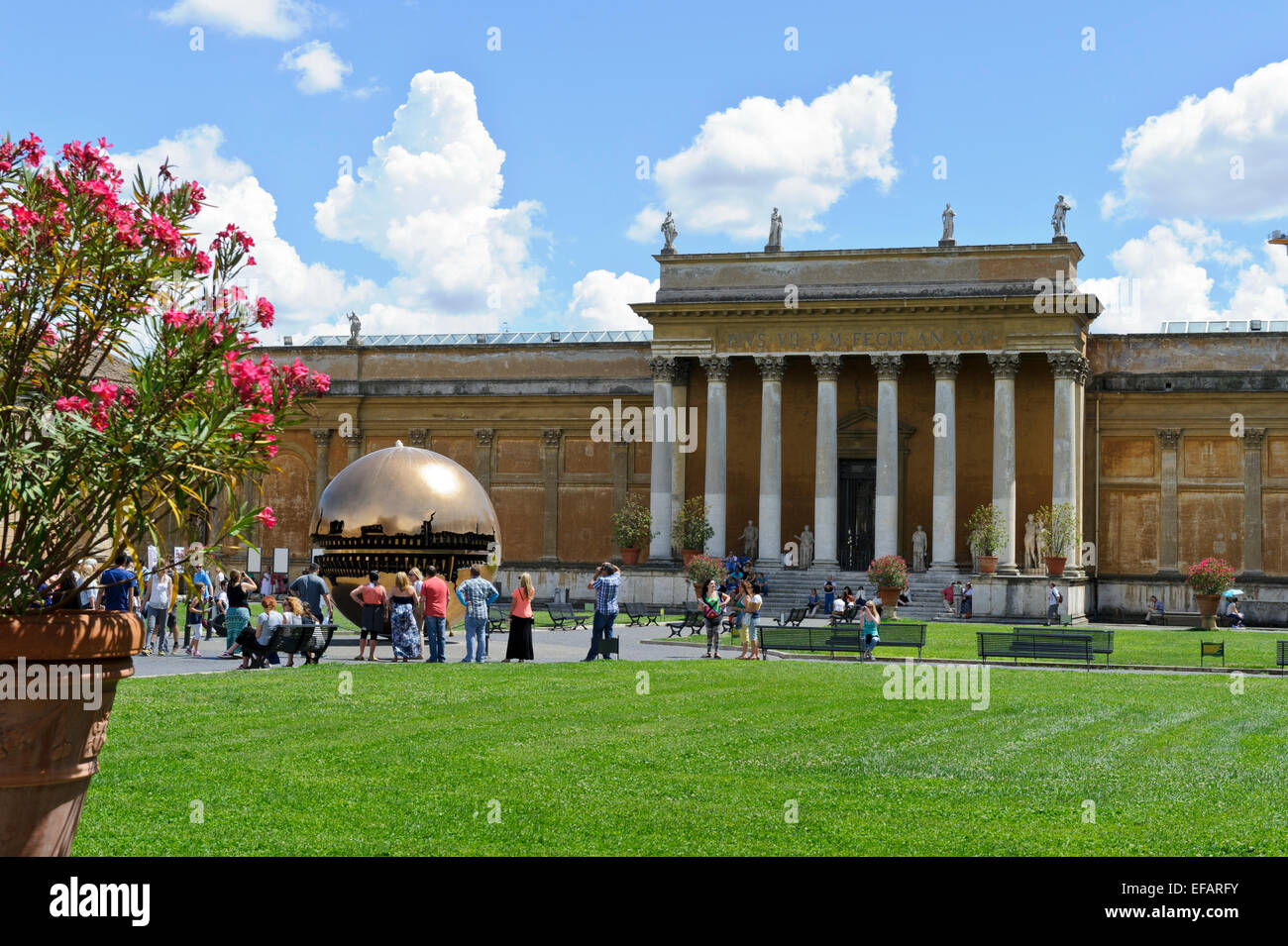 The Vatican Museum courtyard with a huge golden sphere, Rome, Italy ...