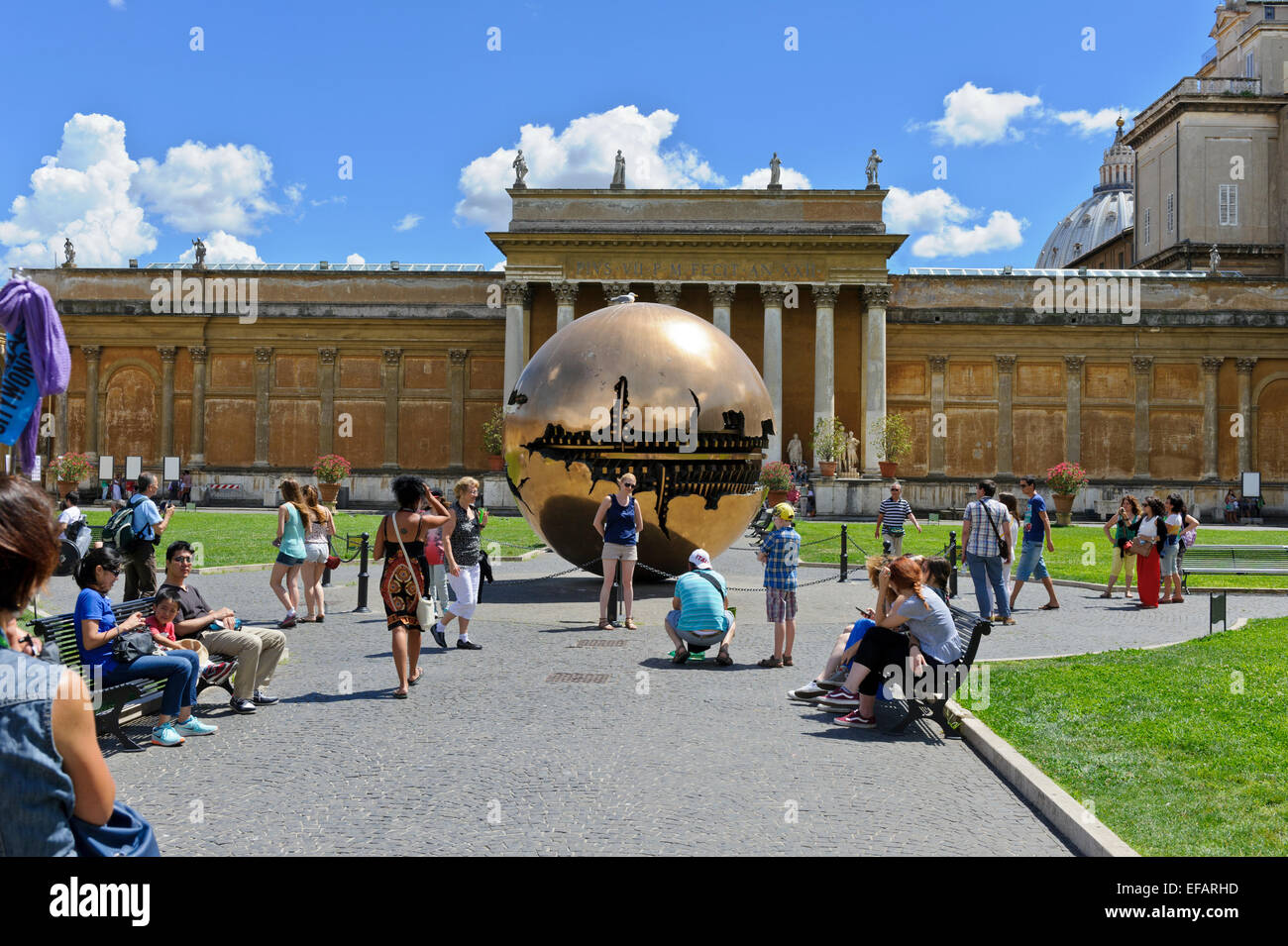 The Vatican Museum courtyard with a huge golden sphere, Rome, Italy ...