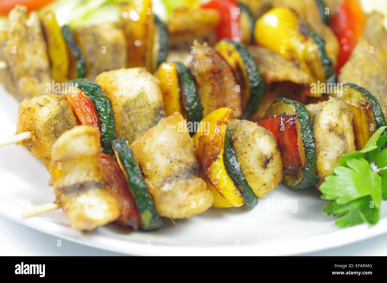 fish shashlik with vegetable Stock Photo - Alamy