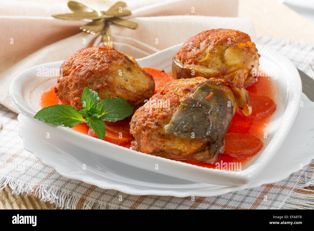 Gefilte fish on the plate closeup Stock Photo - Alamy