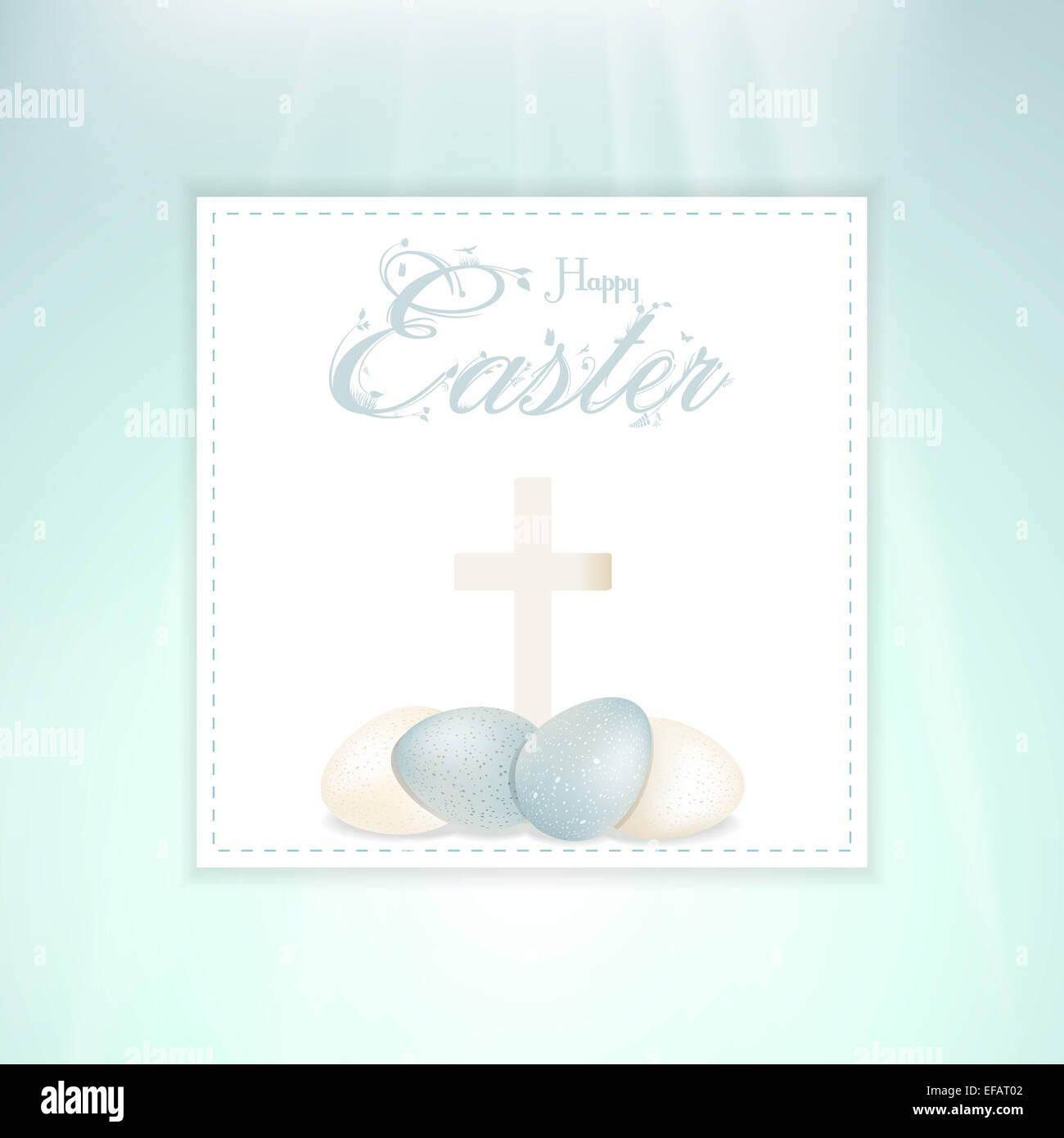 Easter Speckled Blue and White Eggs and Cross on Panel Stock Photo - Alamy