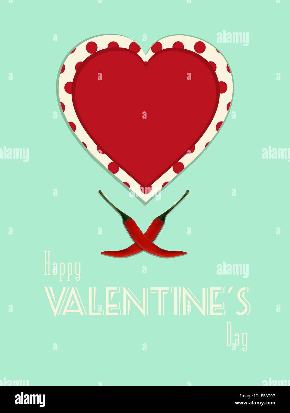 Spicy Valentine Heart with Two Chili Peppers on Vintage Background ...
