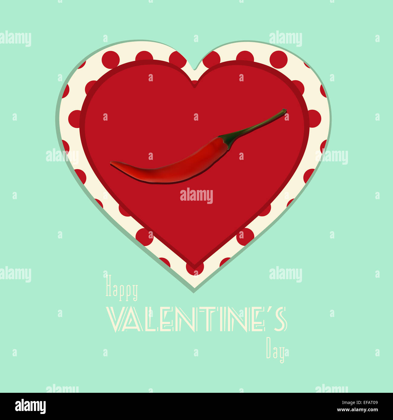 Spicy Valentine Heart with Chili Pepper on Vintage Background Stock ...