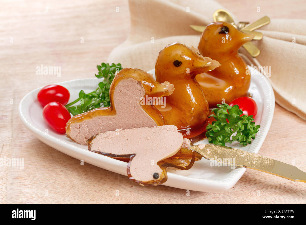Duck pate in the shape of a bird Stock Photo - Alamy