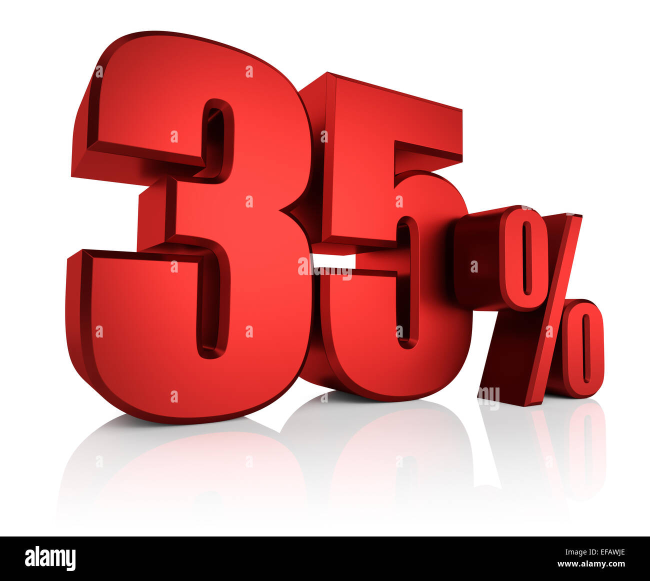 Red 35 percent on white background with shadow. 3d render discount ...