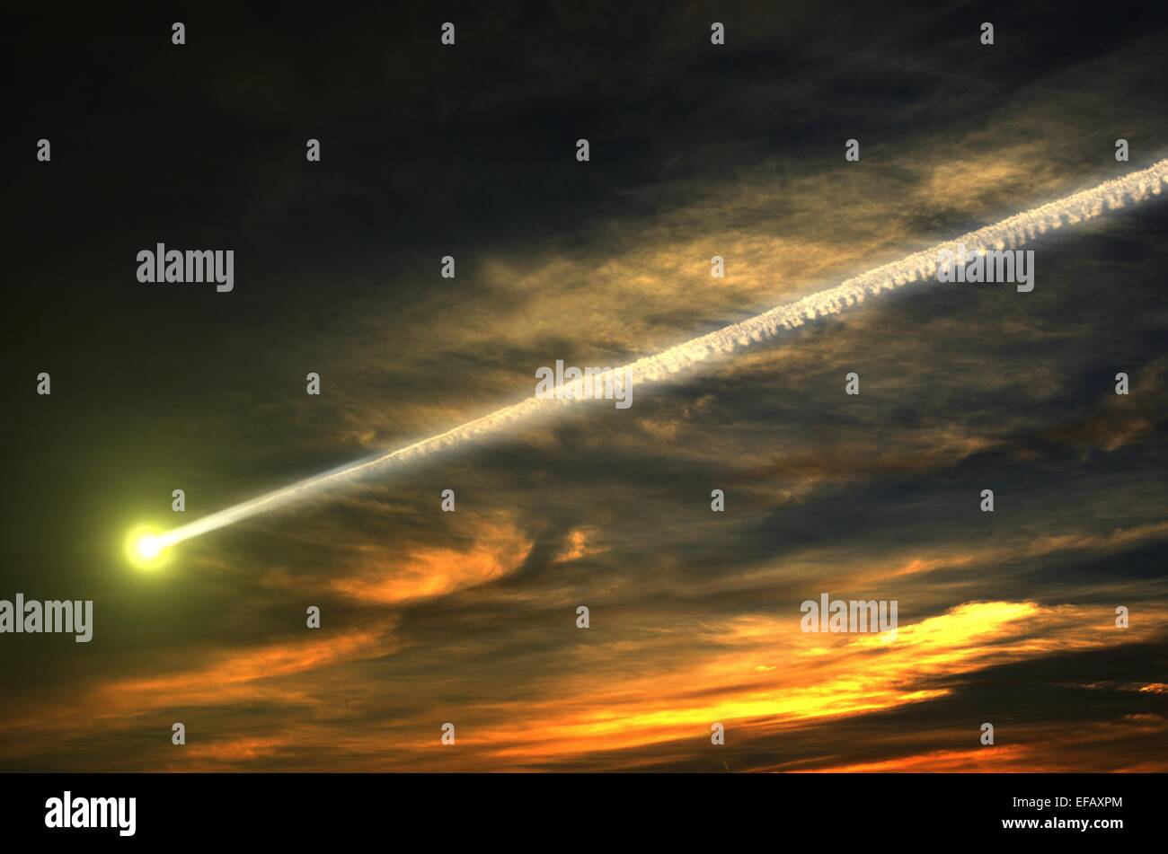 flying smoky meteor on background of sky Stock Photo - Alamy