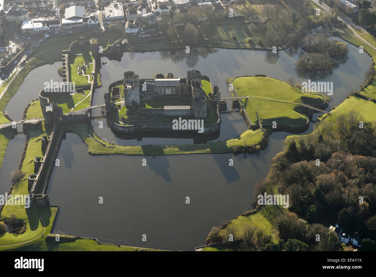 Caerphilly castle united kingdom aerial hi-res stock photography and ...
