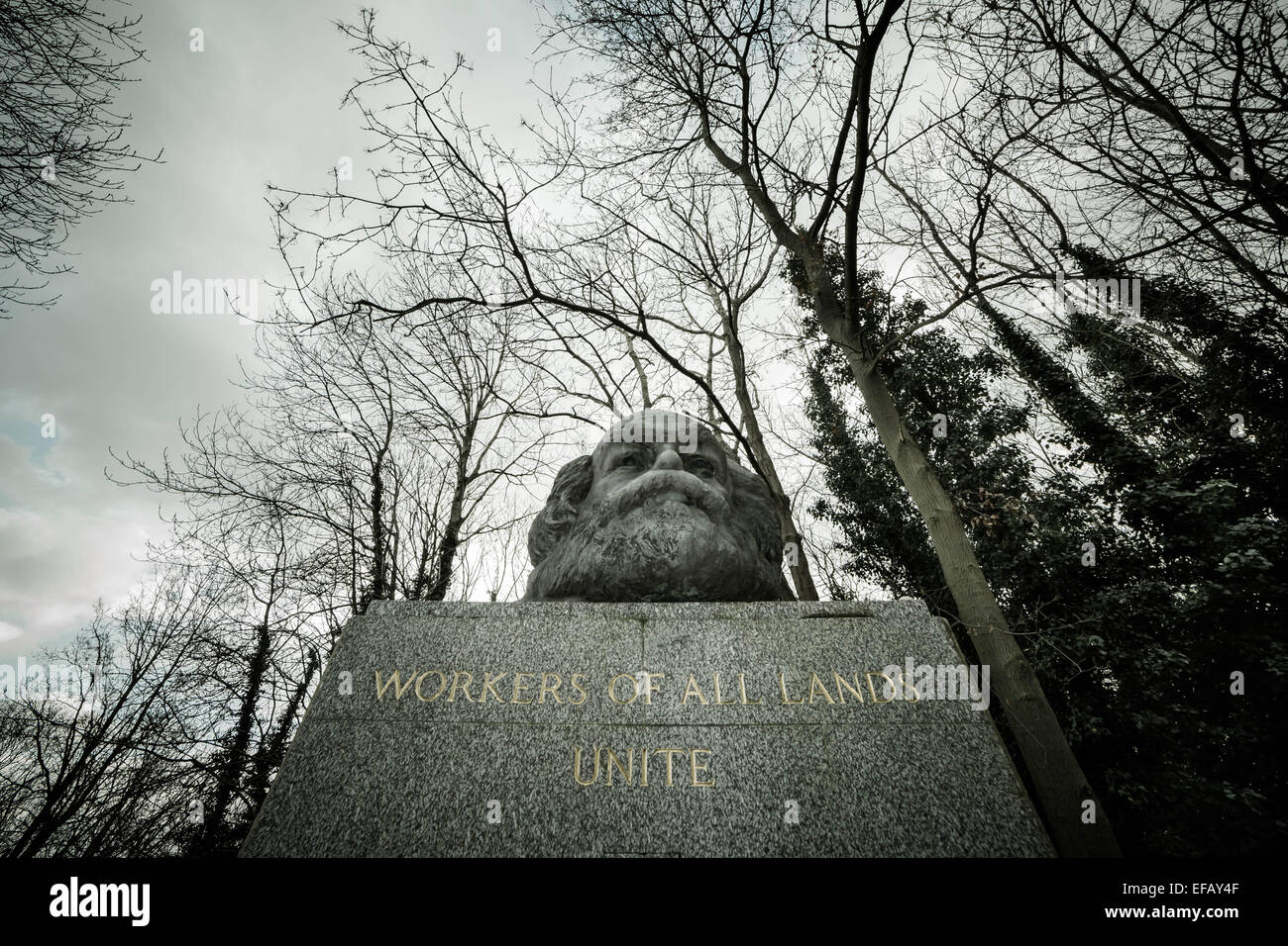 Grave of Karl Marx at Highgate Cemetery (east) in North London, UK ...