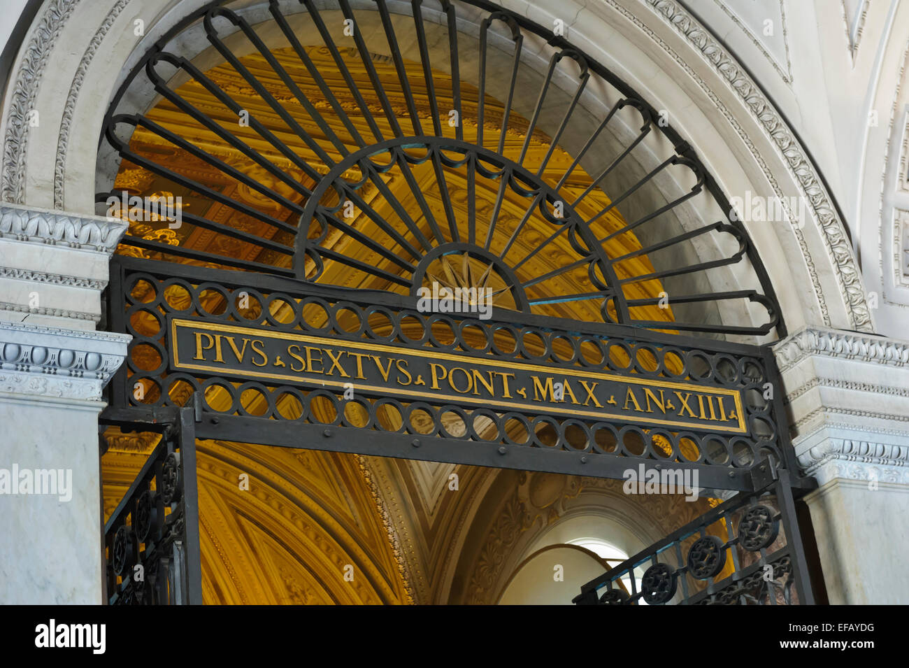 A steel design above the entrance at the Vatican Museum, Rome, Italy ...