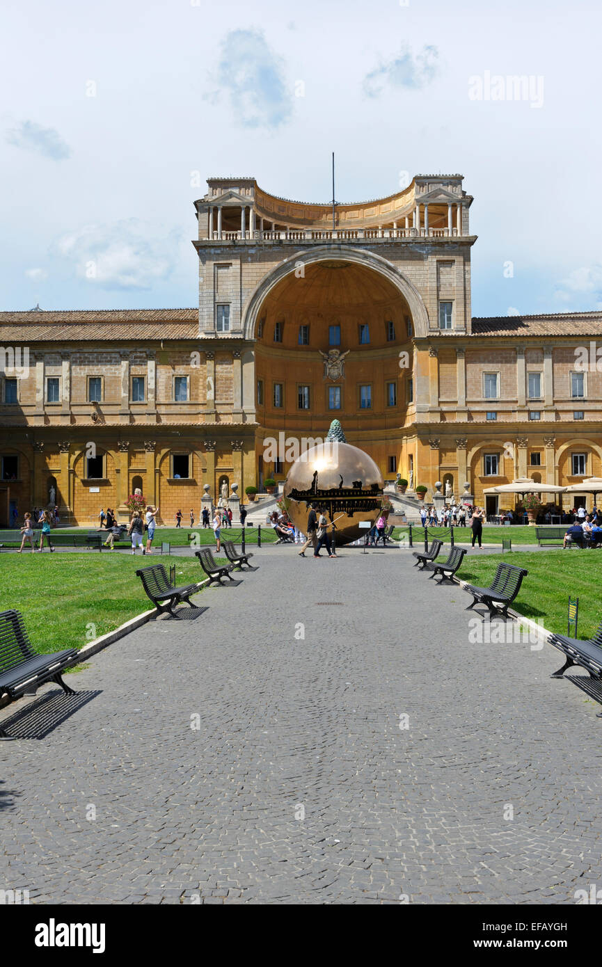 The Vatican Museum courtyard with a huge golden sphere, Rome, Italy ...