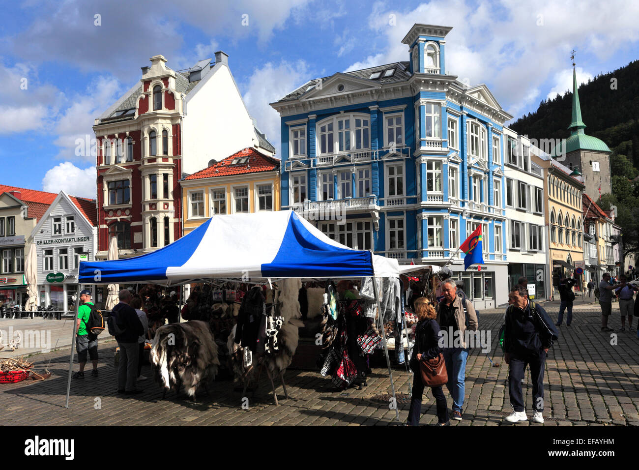 Market Stalls selling tourist goods, Market Square by the Vagen, Bergen ...