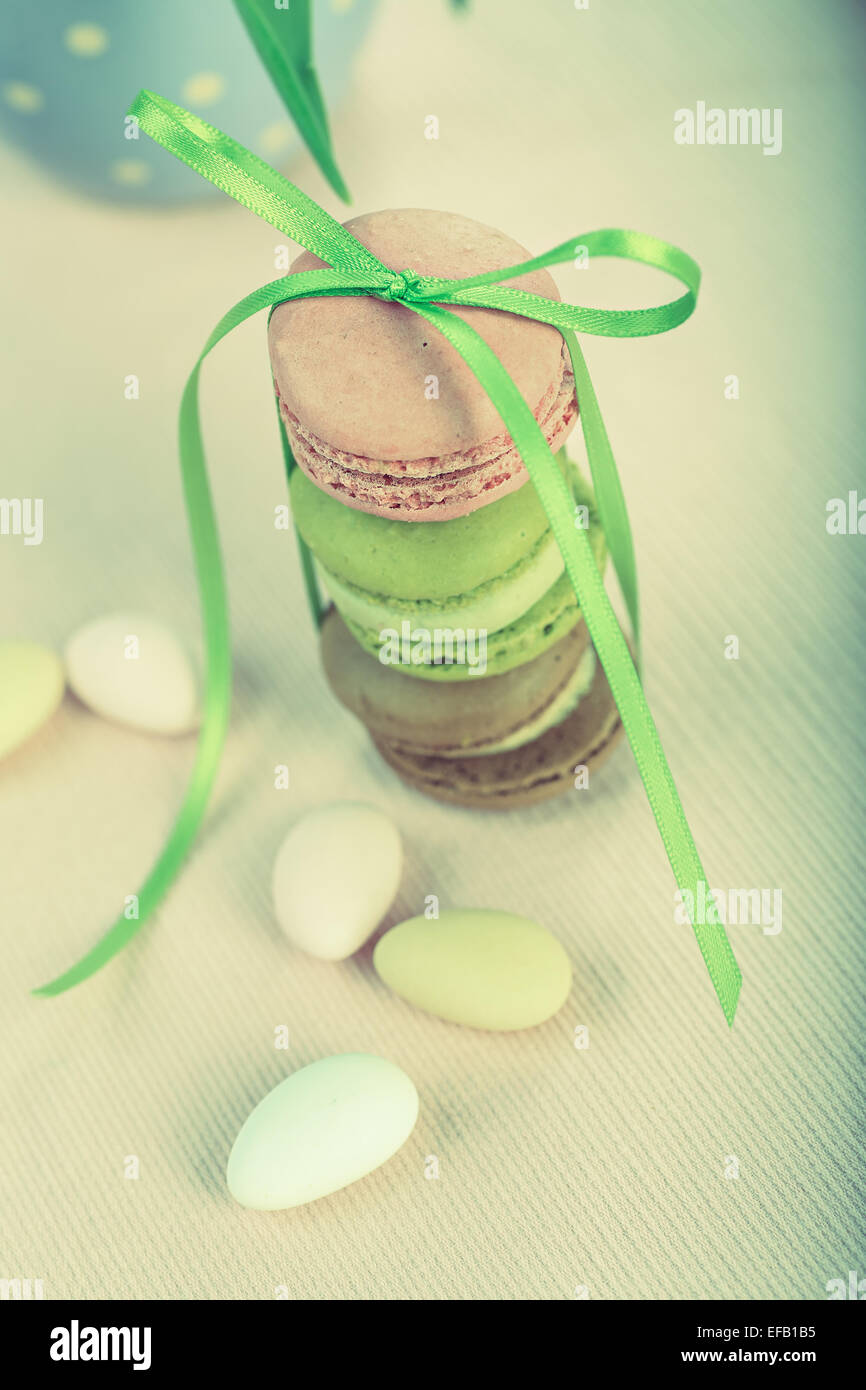 the easter installation with macarons Stock Photo - Alamy