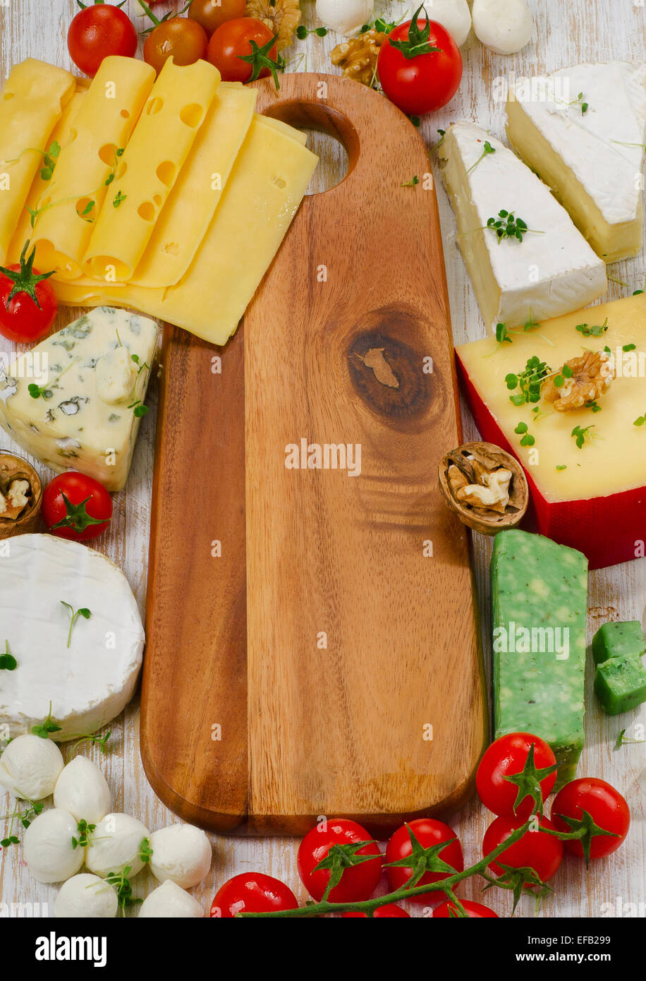 Various types of Cheese with nuts and fruits. Selective focus Stock ...