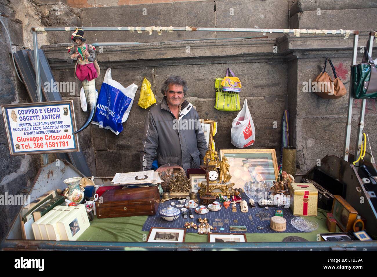 second hand goods vendor in naples Stock Photo - Alamy