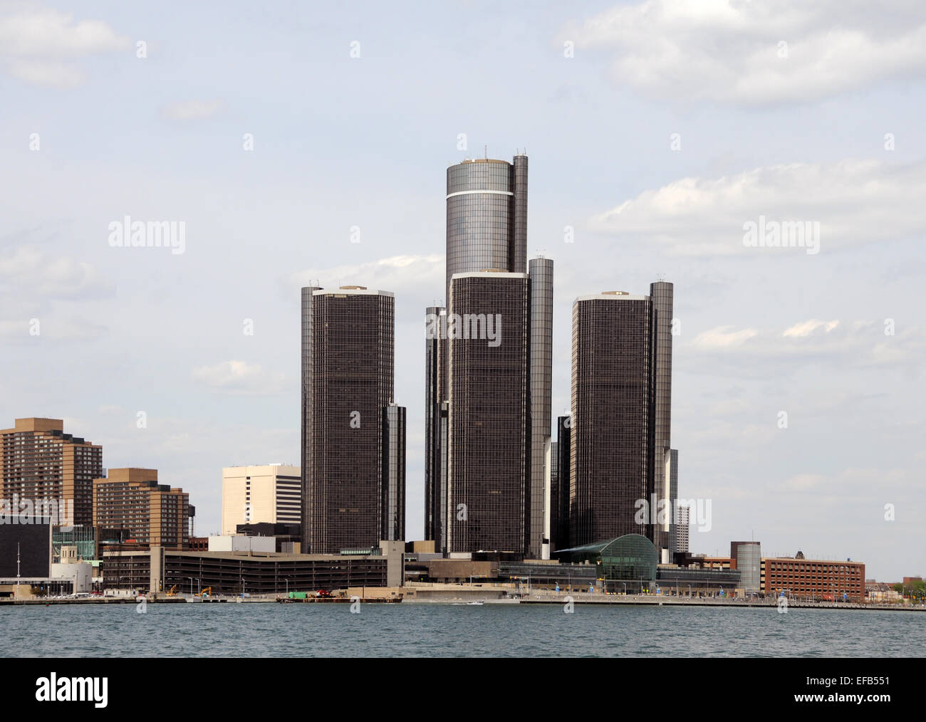Three corporate towers on Detroit's waterfront Stock Photo - Alamy
