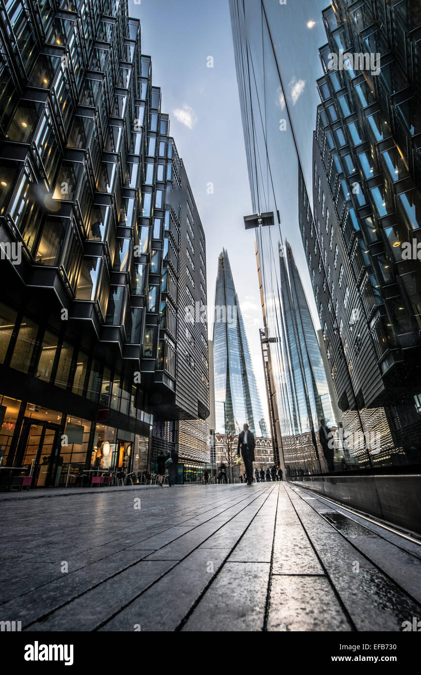 The shard and its reflection in an office building hi-res stock ...