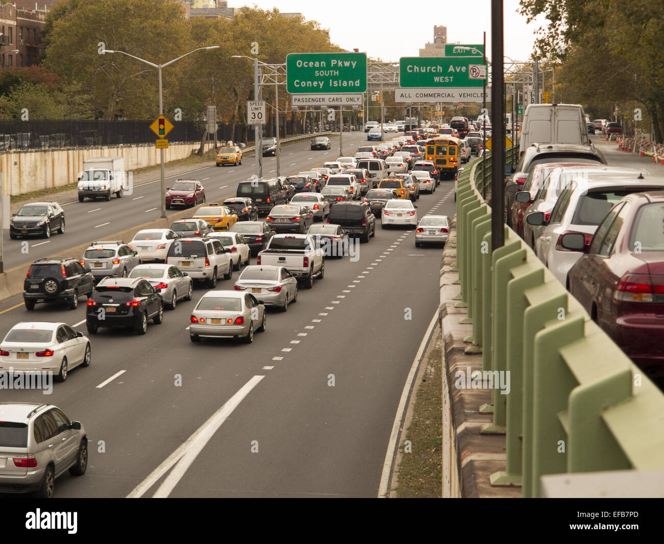 Late day traffic, Prospect Expressway, Brooklyn, NY Stock Photo - Alamy