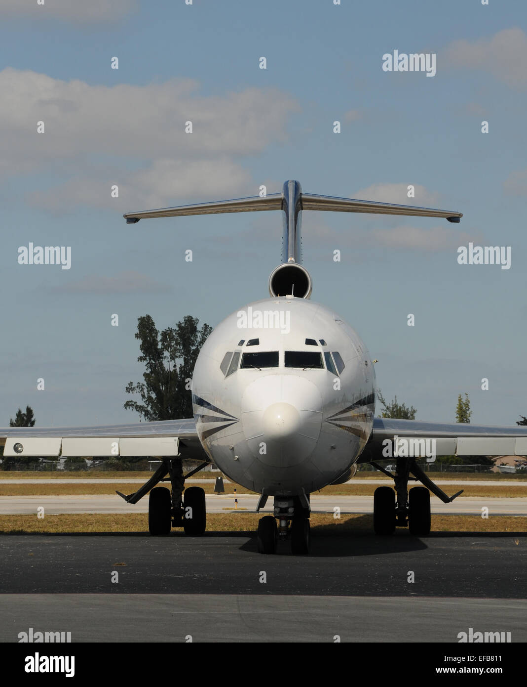 Passenger jet airplane nose view Stock Photo - Alamy