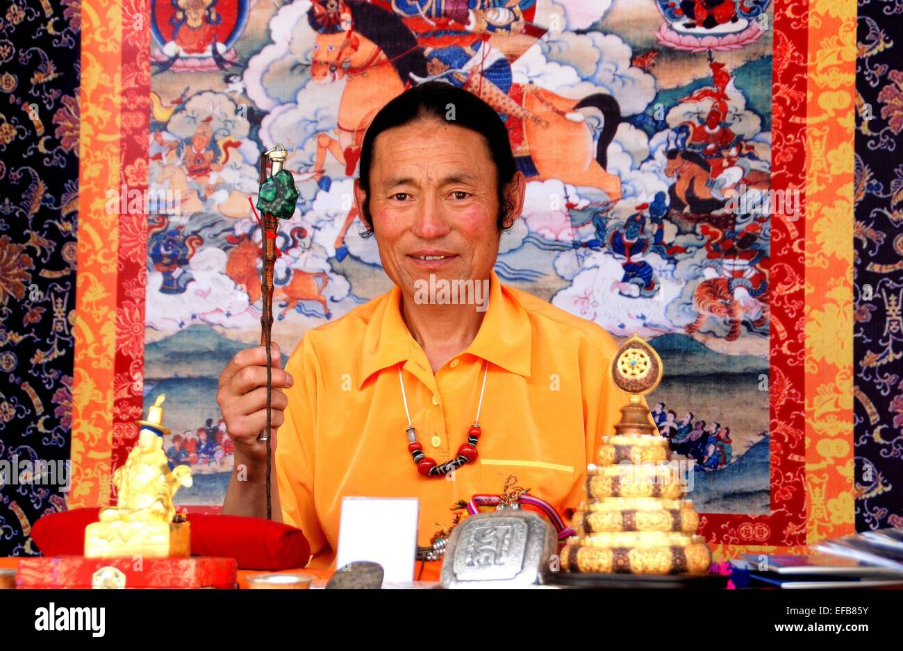 Chengdu, China: Famed Tibetan singer Gesar in Liangshan Hall at the 1st ...