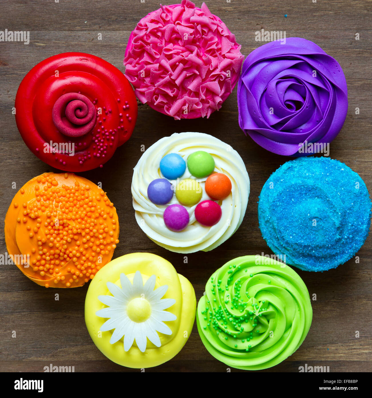 Colorful cupcakes in a circle Stock Photo - Alamy