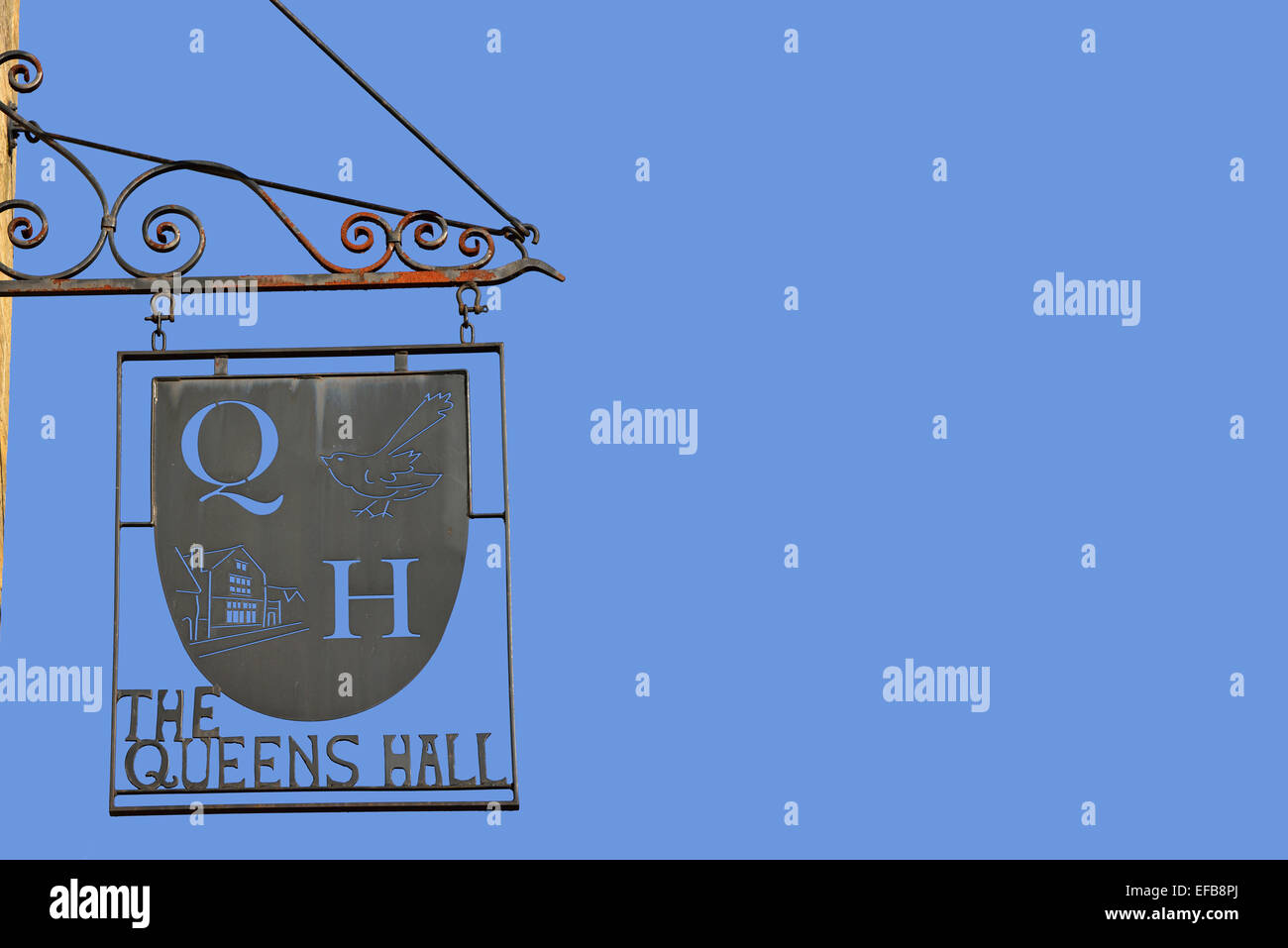 The Queens Hall sign. Cuckfield. West Sussex. England. UK Stock Photo ...