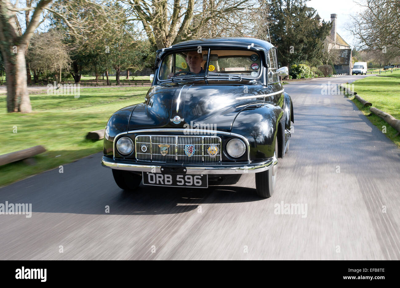 Morris Minor Low Light British classic car Stock Photo - Alamy